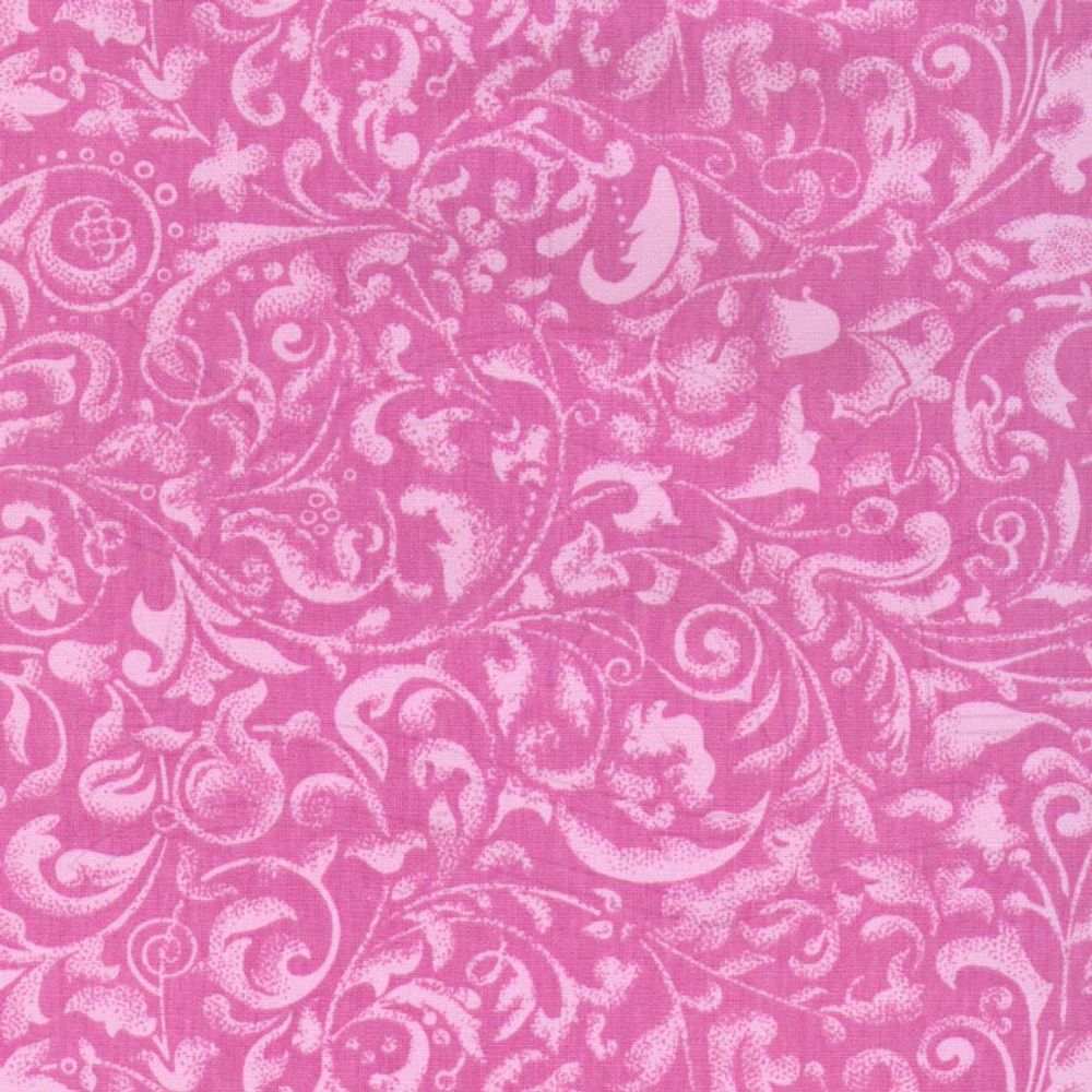 Tecido Arabesco Rosa 2 Médio - Fabricart - Tricochetando