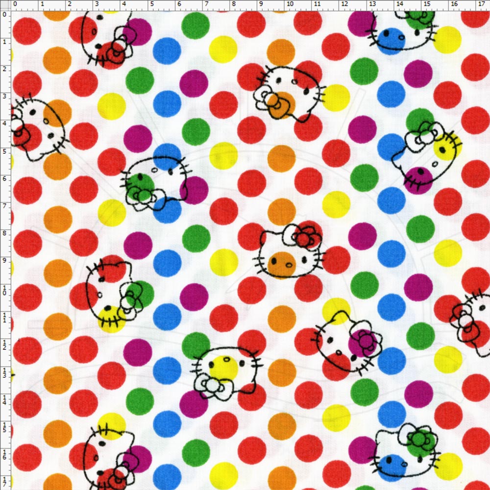 Tecido Estampado para Patchwork - Hello Kitty Colored Dots (0,50x1,40 ...