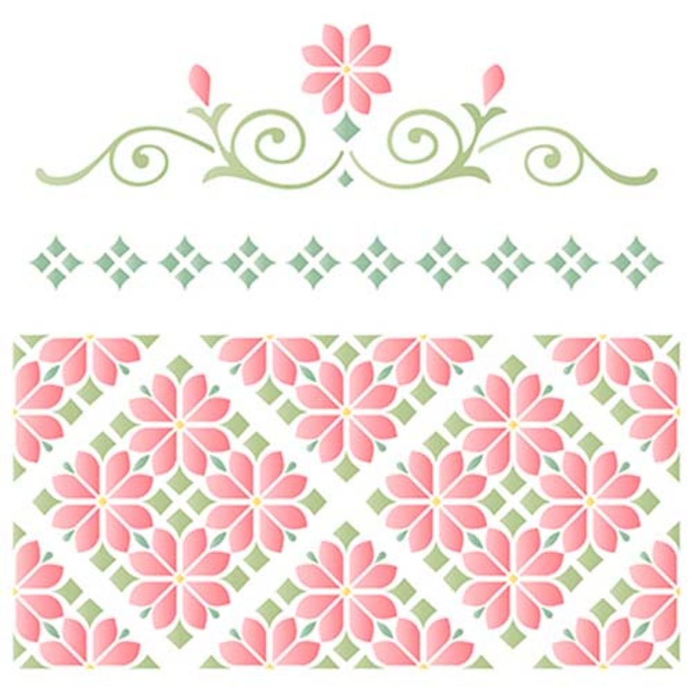 Stencil Litoarte Mara Fernandes 20 x 20 cm - STXX-078 Arabesco Flor ...