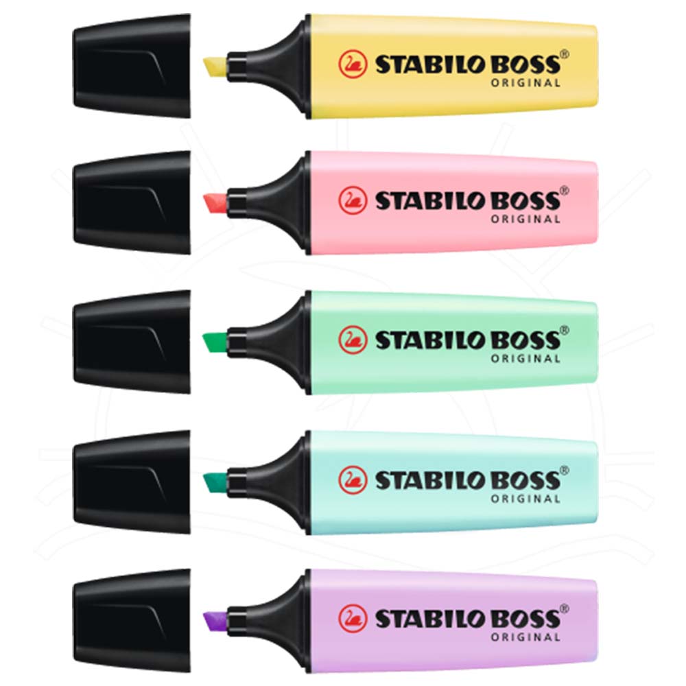 Kit Stabilo Pastel: 5 Marca Texto Stabilo Boss + 5 Stabilo Point 88 ...