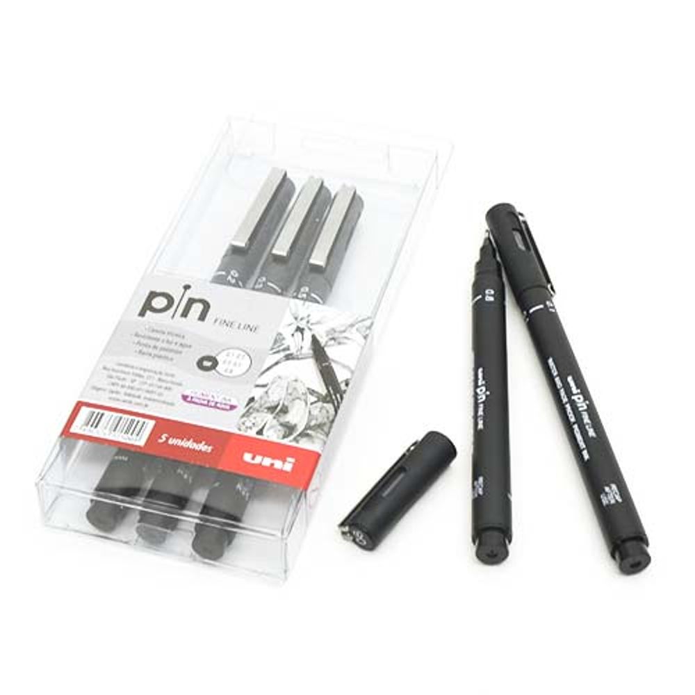 Kit Caneta Nanquim Uni Pin Fine Line - 5 Pontas - Bazar Horizonte