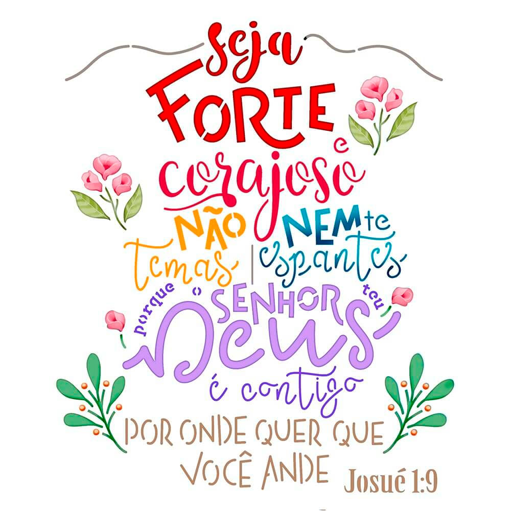 Stencil Litoarte 17 x 21 cm - STM-719 Josué 1:9 - Tricochetando