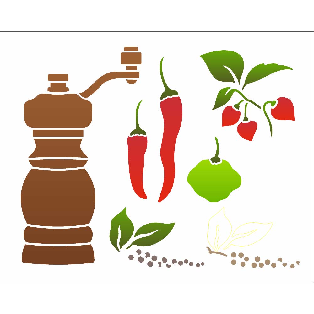 Stencil para Pintura Moedor de Pimenta - OPA 3235 - Bazar Horizonte