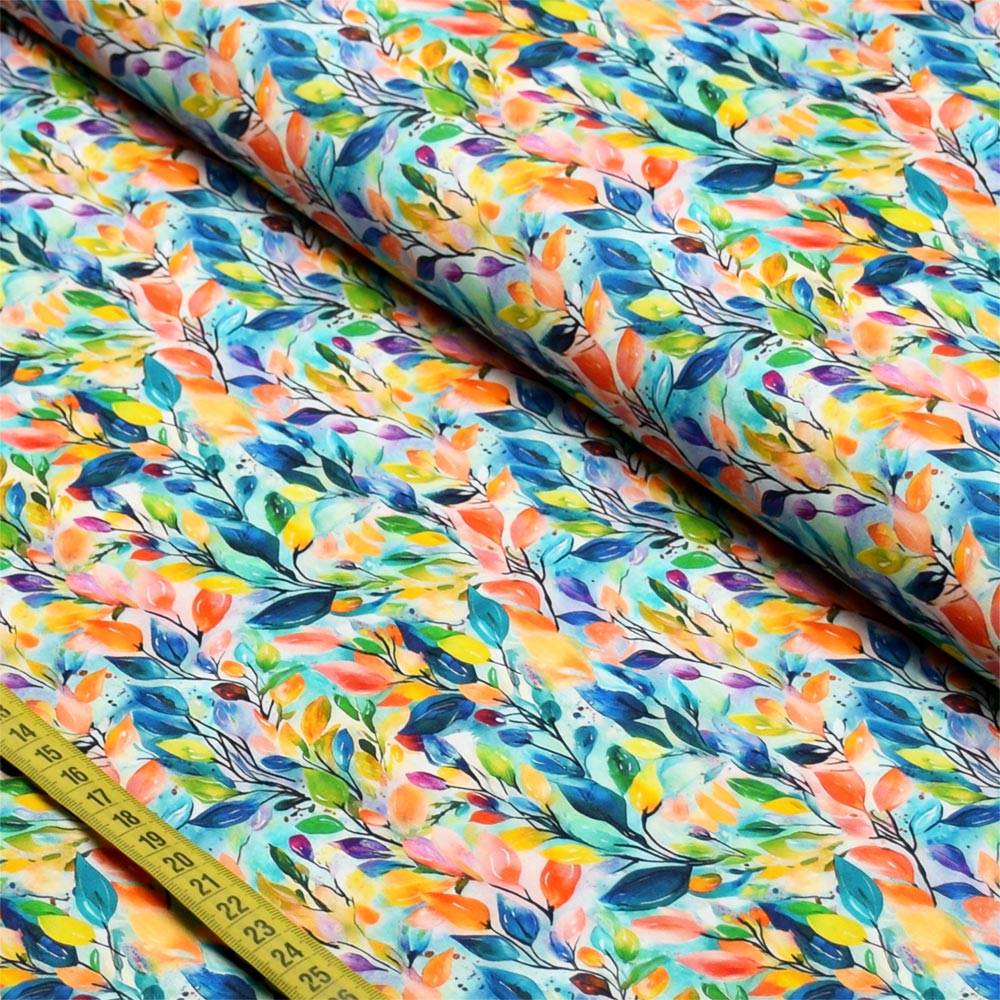 Tecido Tricoline Pintando a Primavera por Karin Camargo : Folhas (0,50x1,50) - Tricochetando